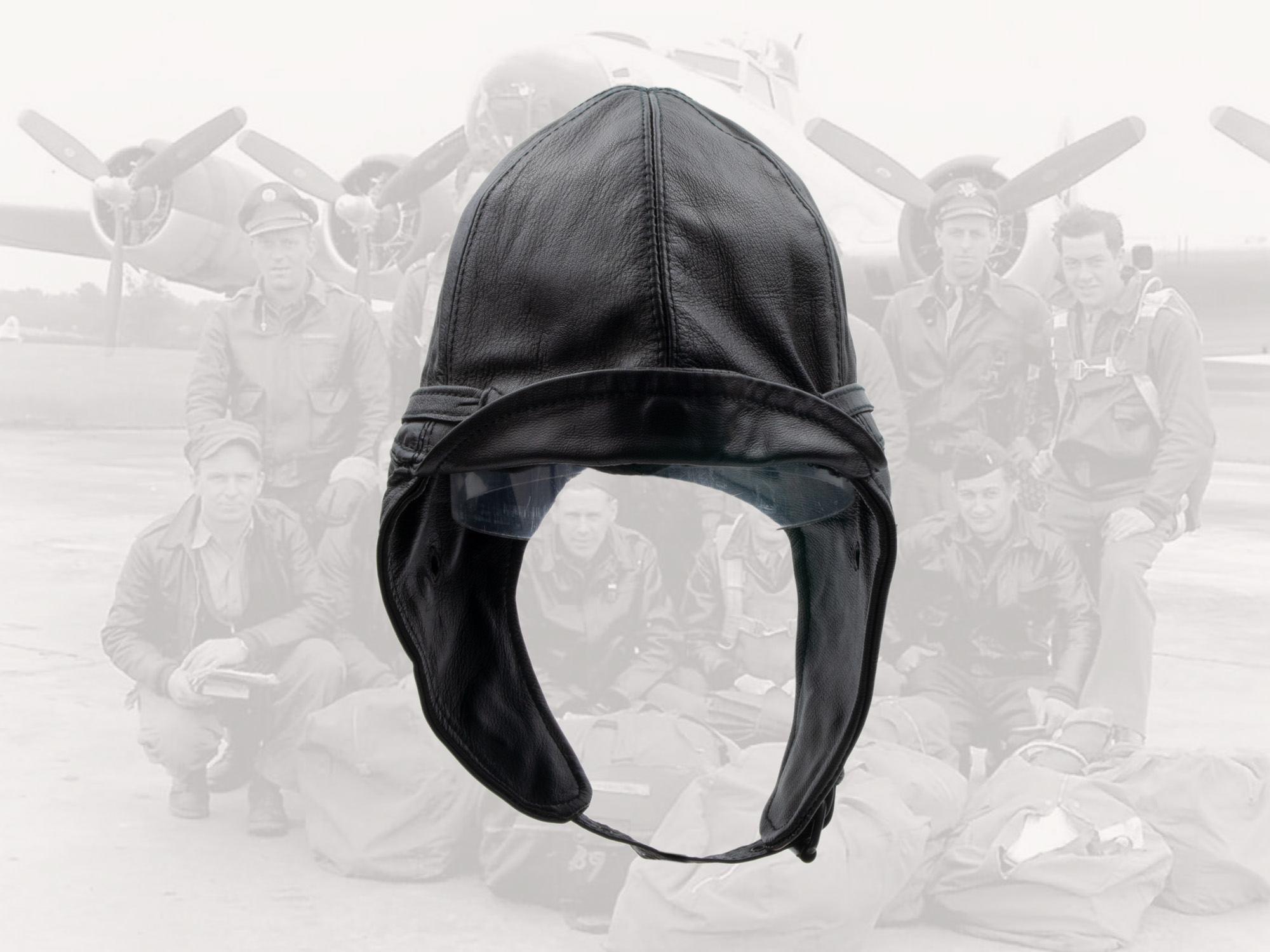 Leather flying helmet, black - Re-enactment Shop