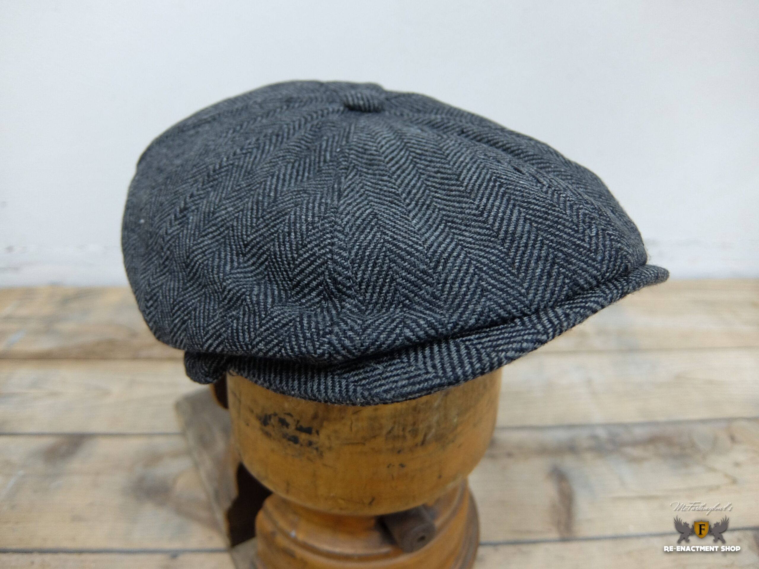 8-panel cap, herringbone tweed cap - Re-enactment Shop